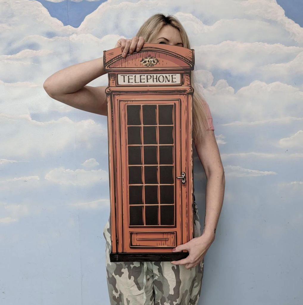Large British Telephone Box Wooden 2D MDF - Props To You UK